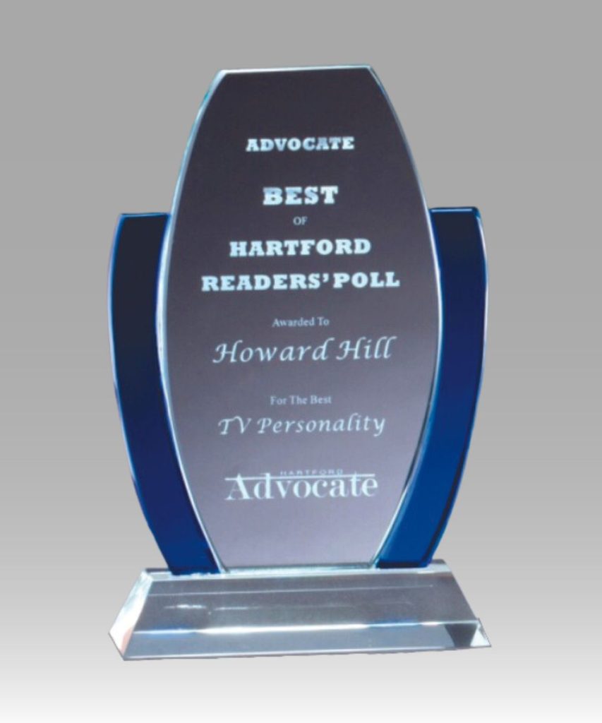 Blue Elegant Glass Award - Ampros Awards