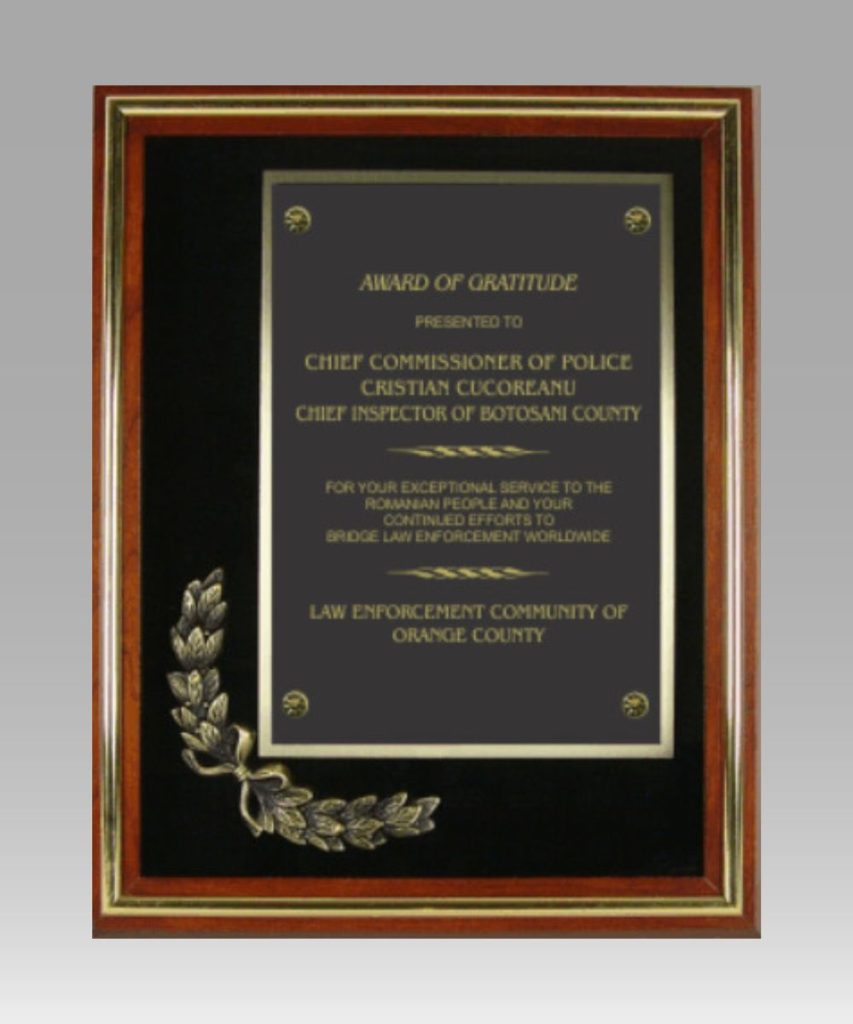 Large Glass Front Cherry Wood Plaque - Ampros Awards