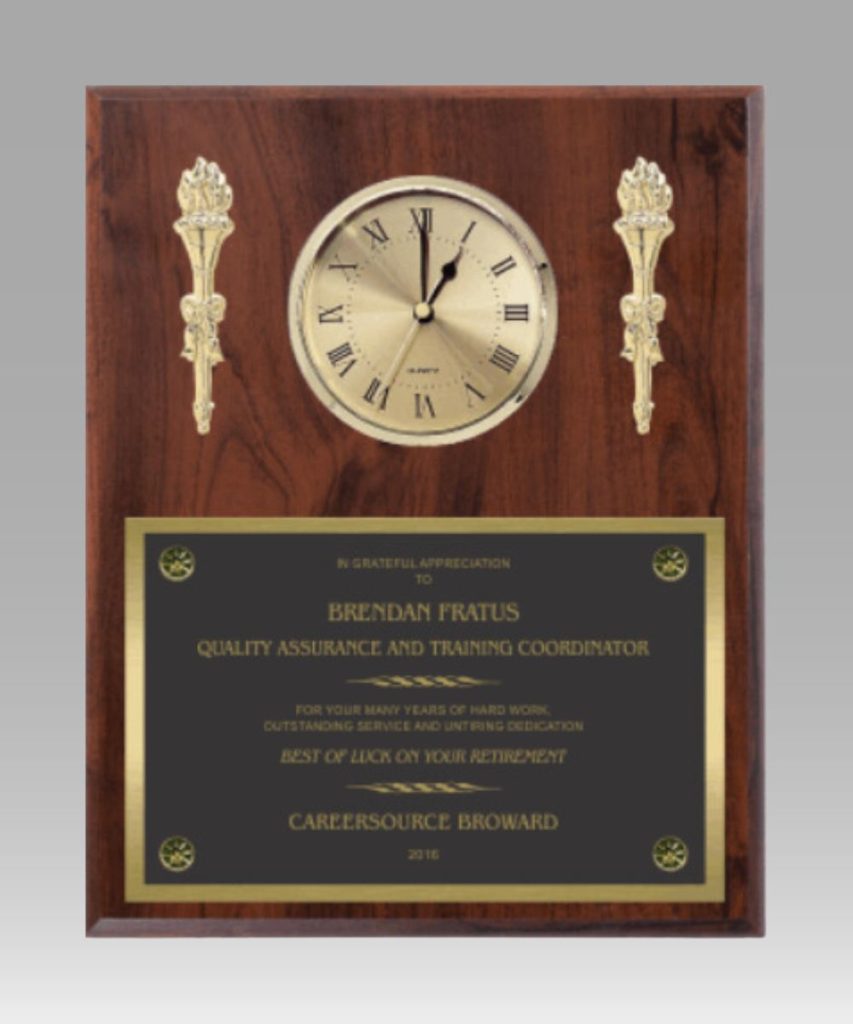Clock Plaque With Torches - Ampros Awards