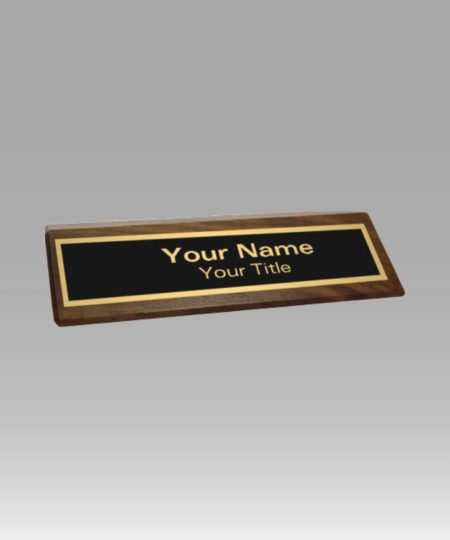 Walnut Name Block - Ampros Awards