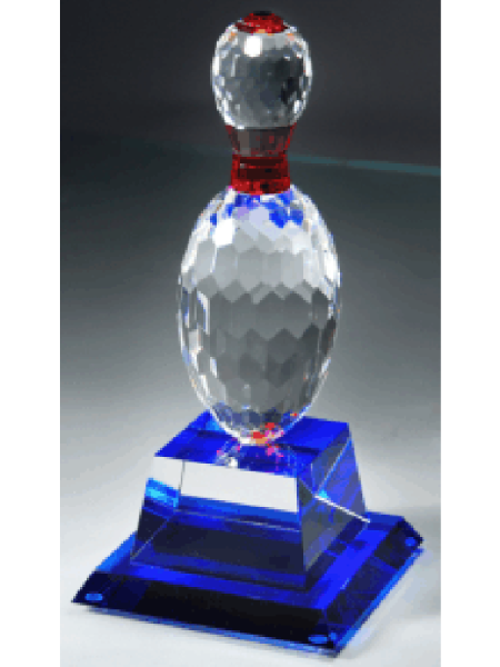 Customizable Crystal Bowling Pin Award - Ampros Trophies Florida