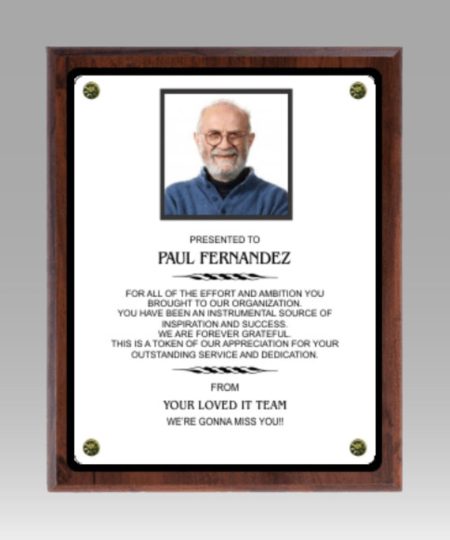 Retirement Plaque- Customized- Engraving and Set up fees are FREE!
