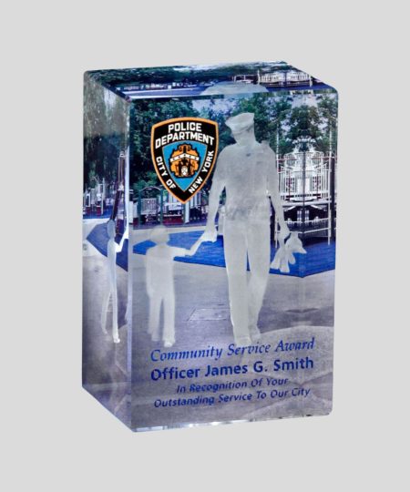 3D Police Crystal Block - Ampros Awards