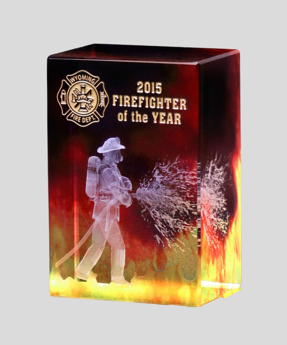3D Police Crystal Block - Ampros Awards