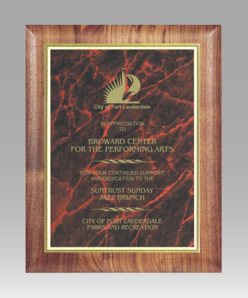 Walnut Round Edged Plaque Red - Ampros Awards