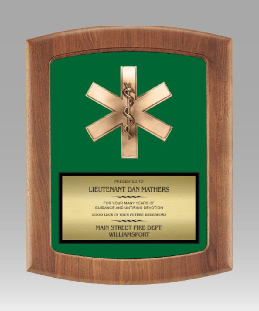 Walnut EMT Plaque - Ampros Awards