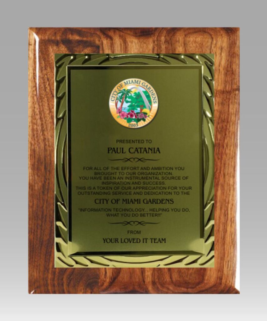 Hi Gloss Walnut Swirl Plaque - Ampros Awards