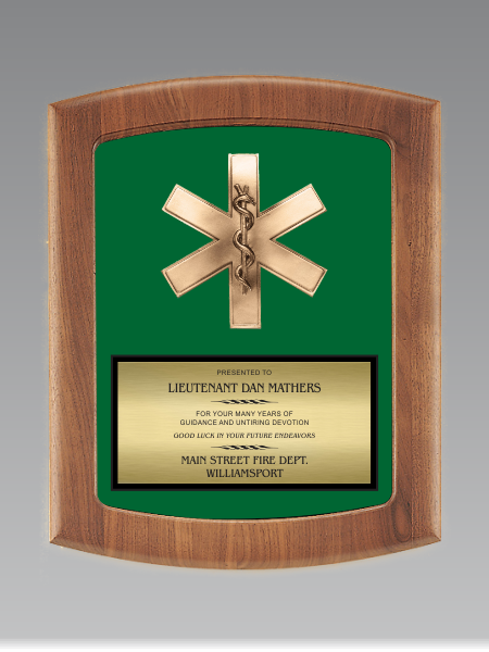 Walnut EMT Plaque - Ampros Awards